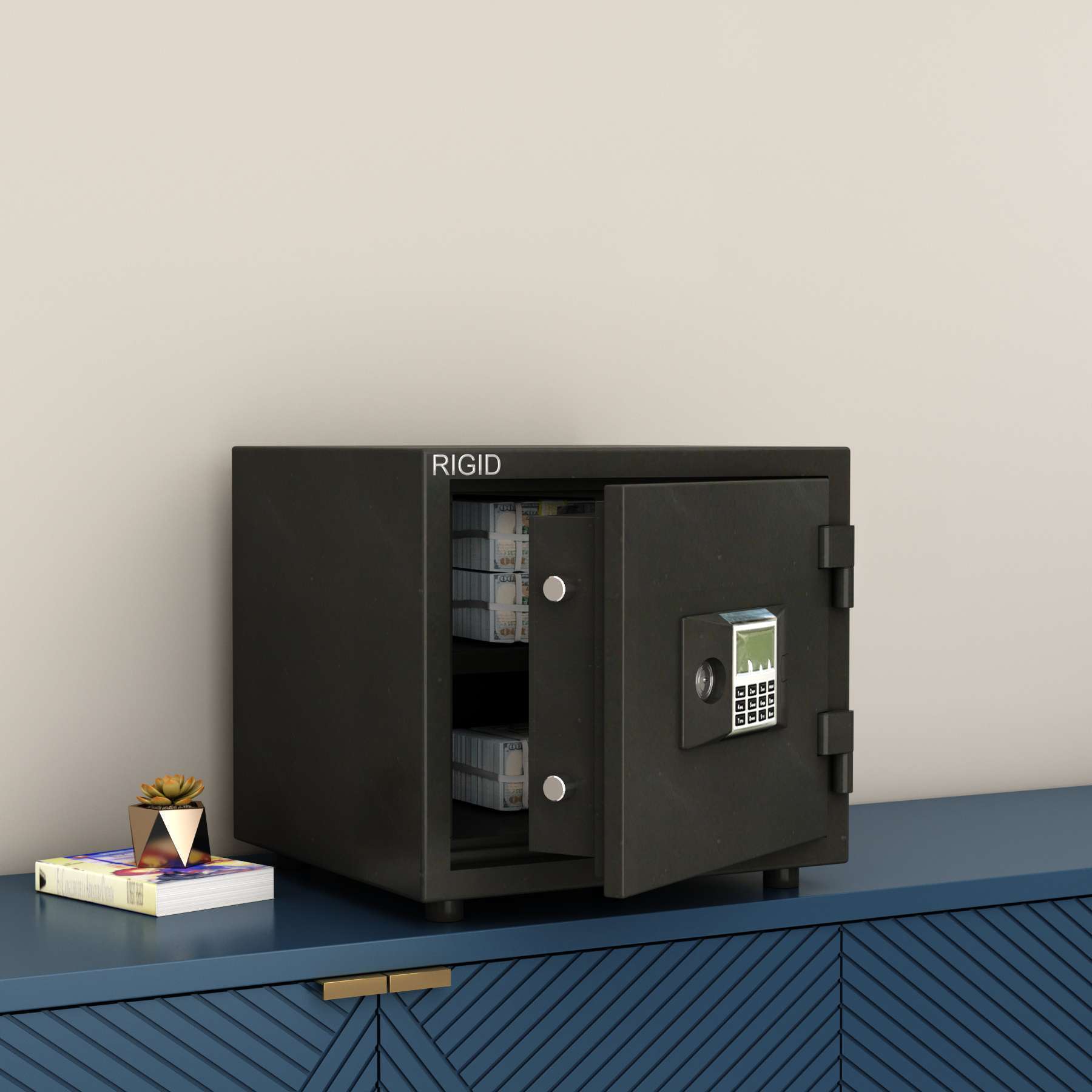 Fire Resistant Steel Safe with Digital & Key Lock, 50Kg - Rigidindustries