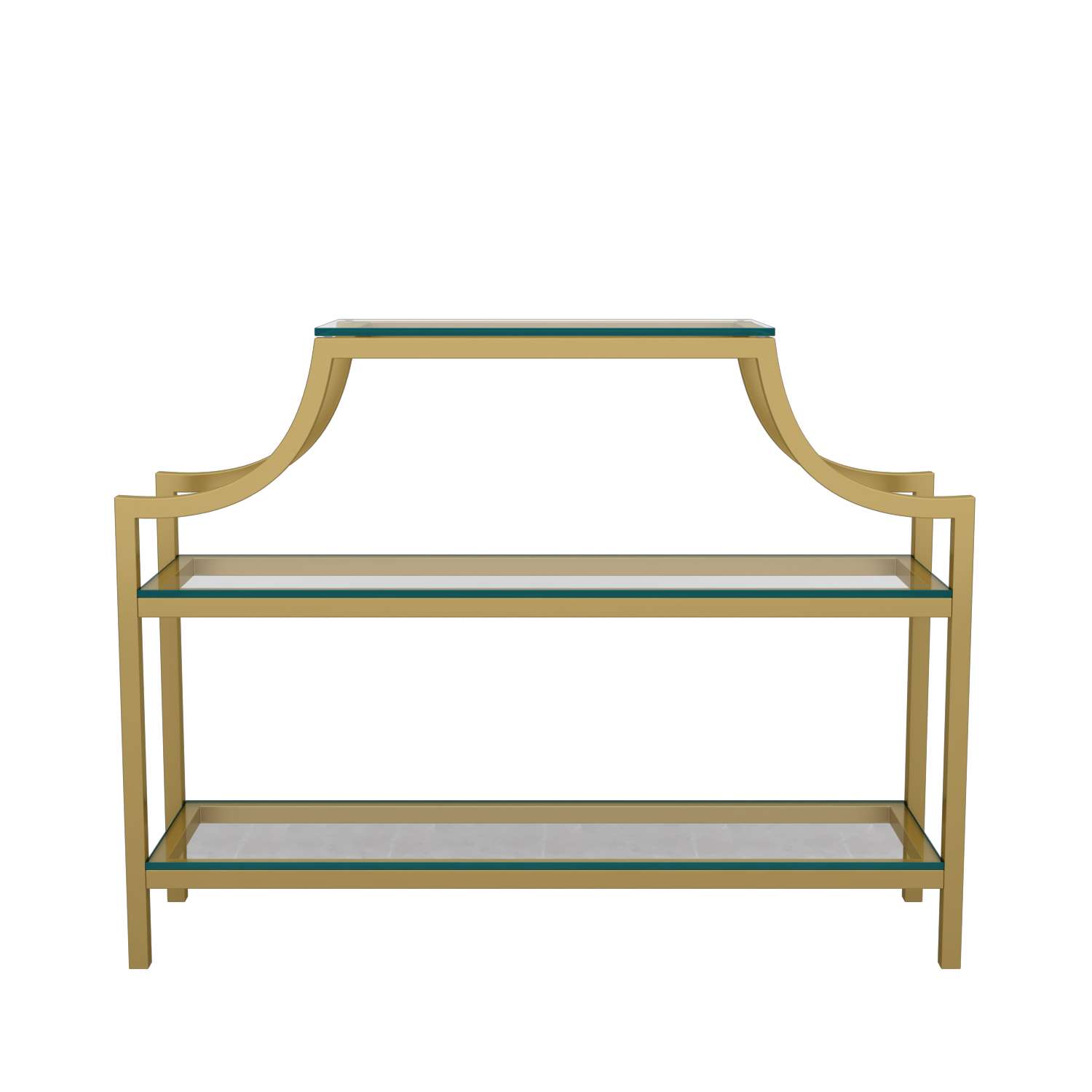 Steel Console Table with Glass Top & Storage Shelf - Rigidindustries