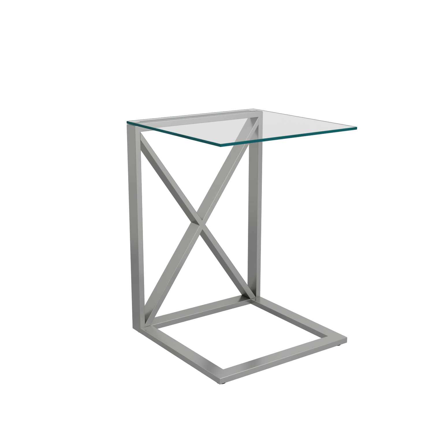 Stainless Steel C Shape End Table with Glass Top - Rigidindustries