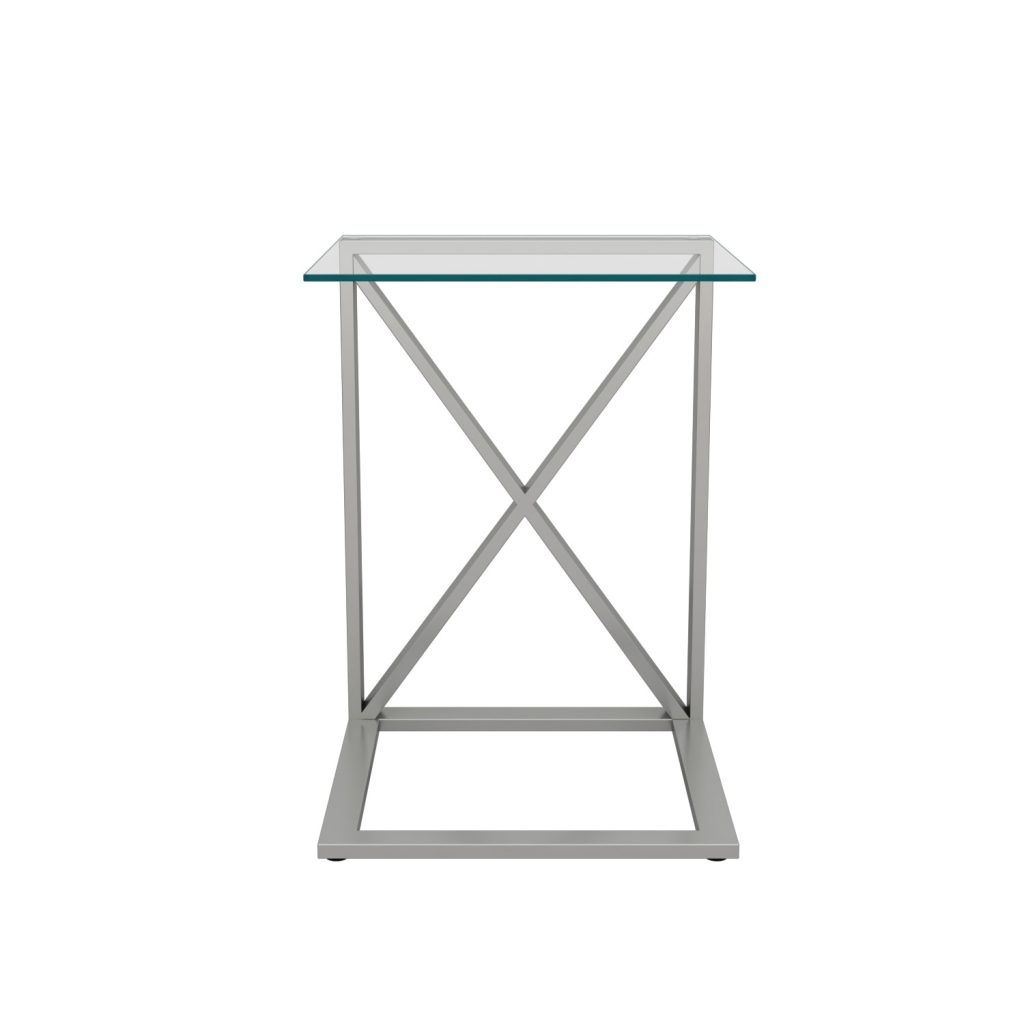 Stainless Steel C Shape End Table with Glass Top - Rigidindustries