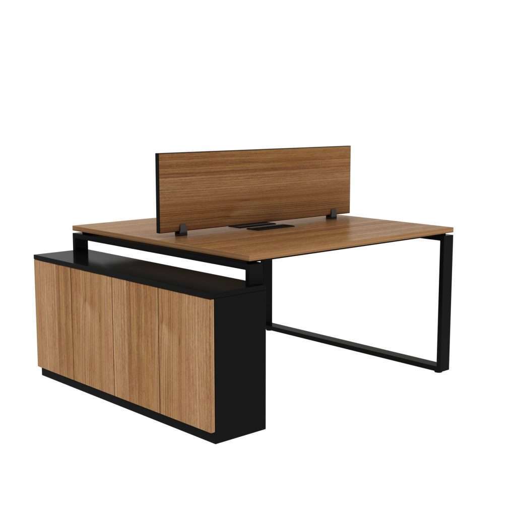 Steel Face To Face Cluster of 2 Workstation Desk with Wooden Top ...