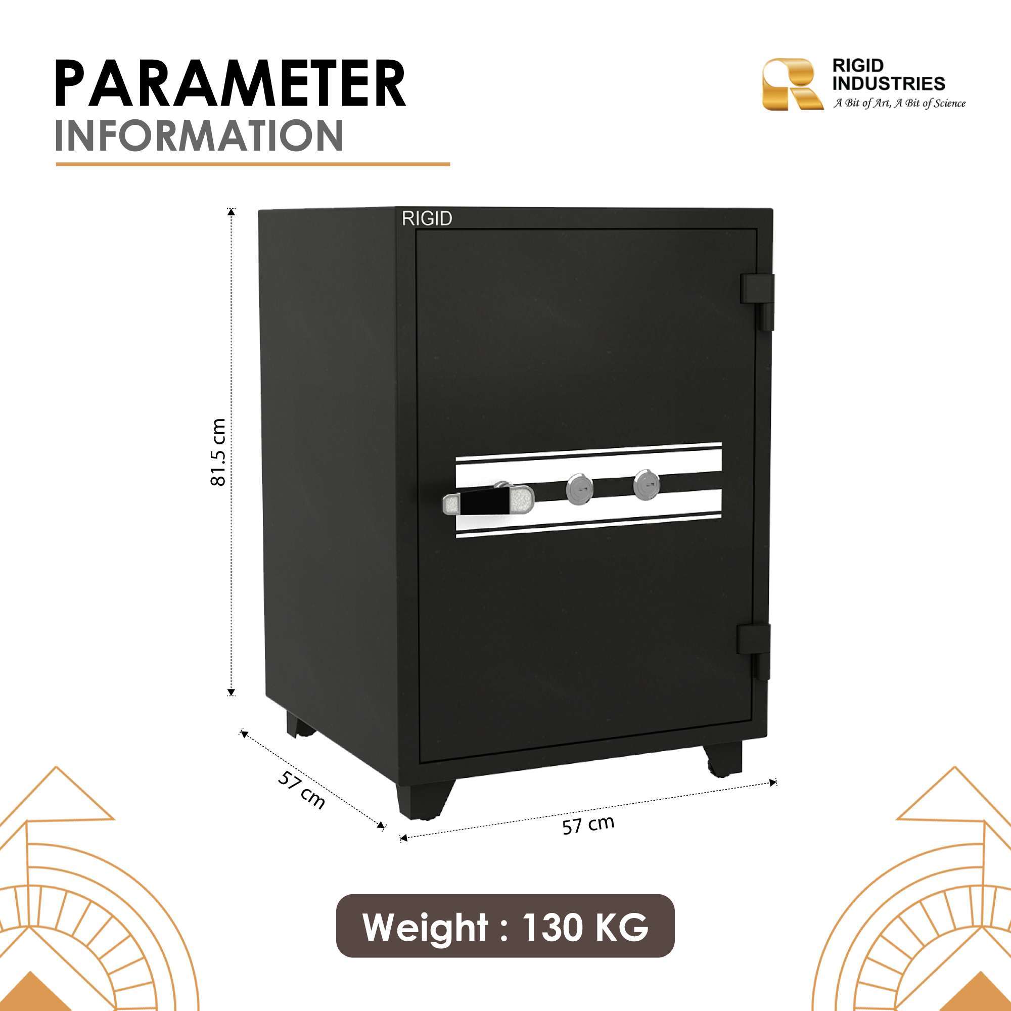 Fire Resistant Steel Safe with Dual Key Lock, 130Kg - Rigidindustries