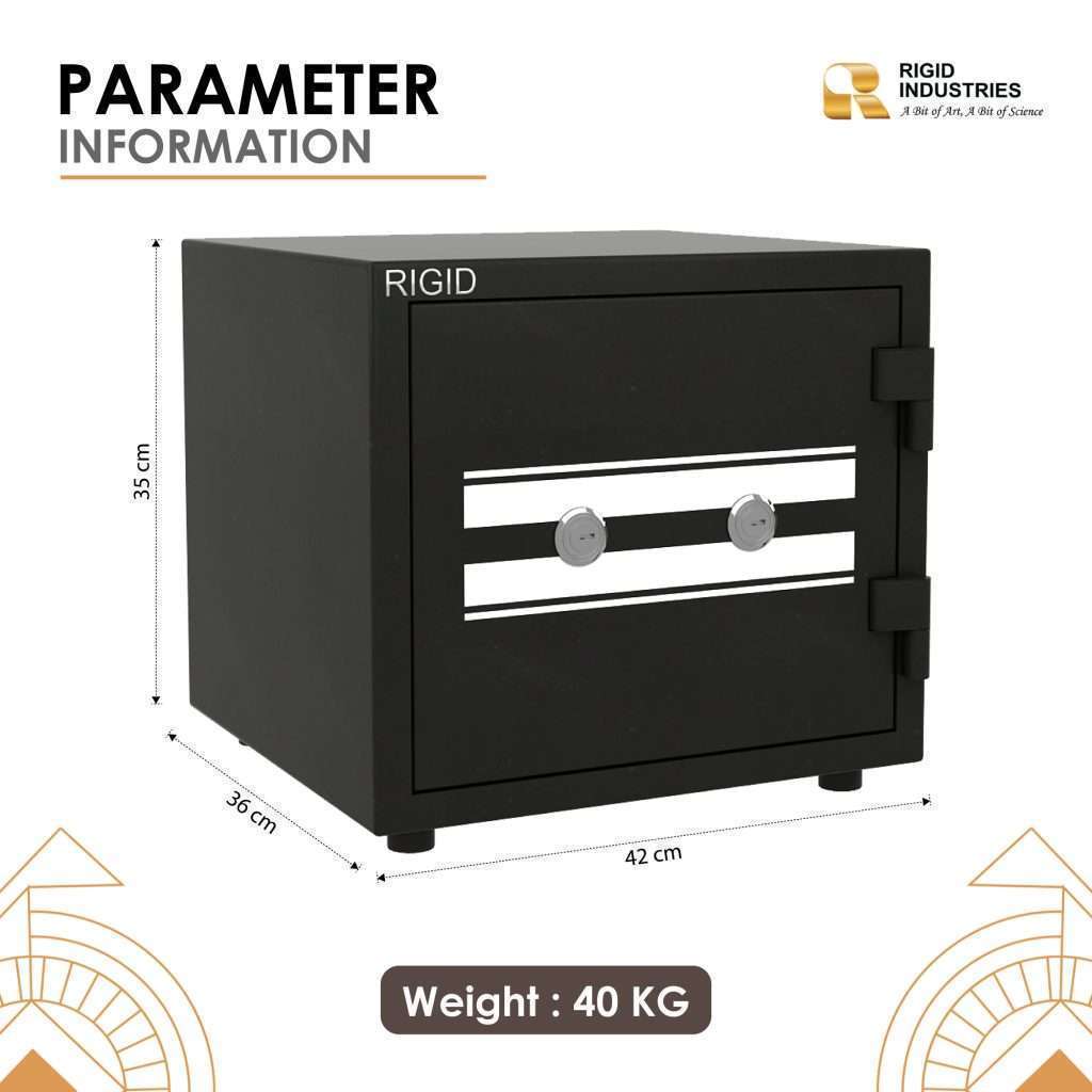 Fire Resistant Steel Safe with Dual Key Lock, 40Kg - Rigidindustries