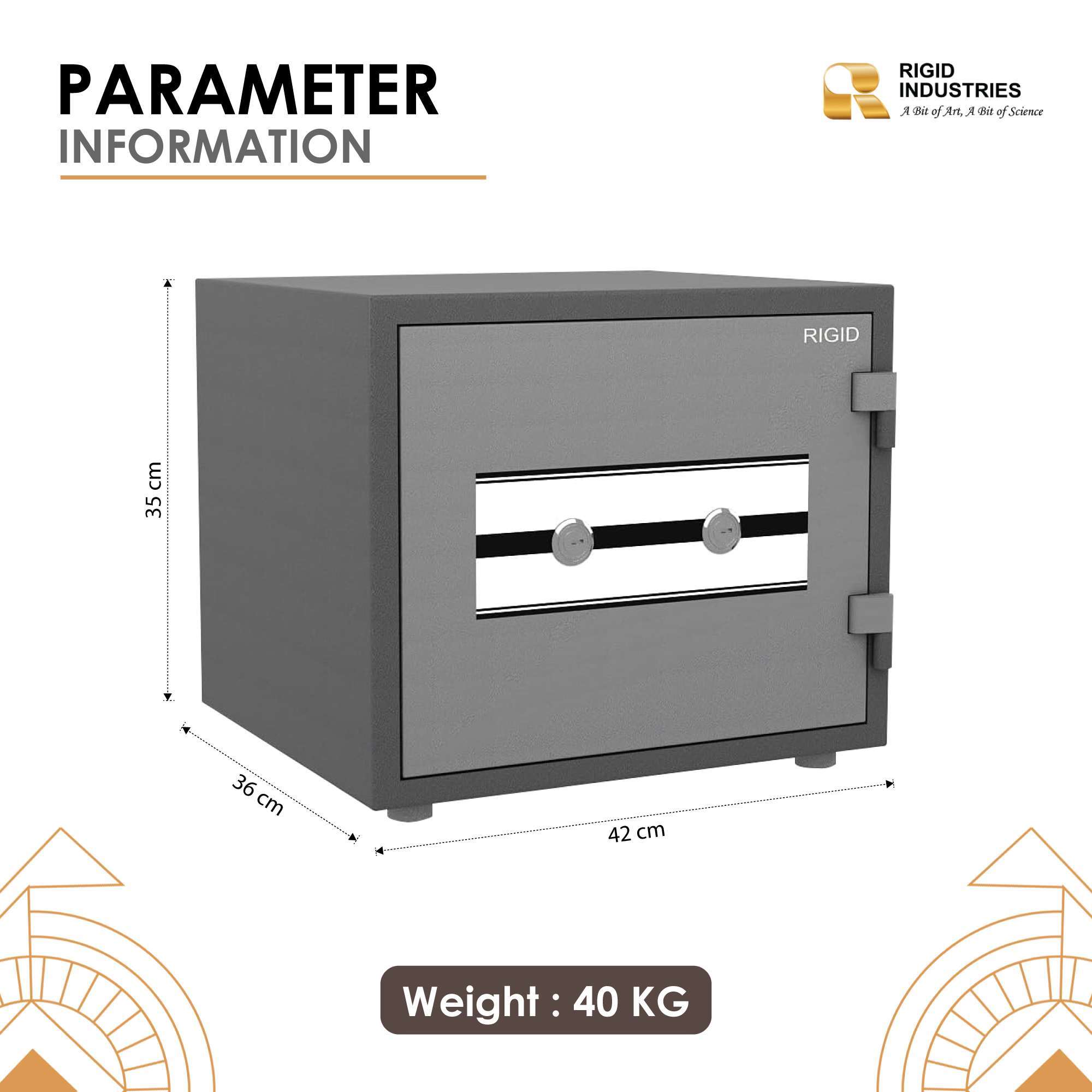 Fire Resistant Steel Safe with Dual Key Lock, 40Kg - Rigidindustries