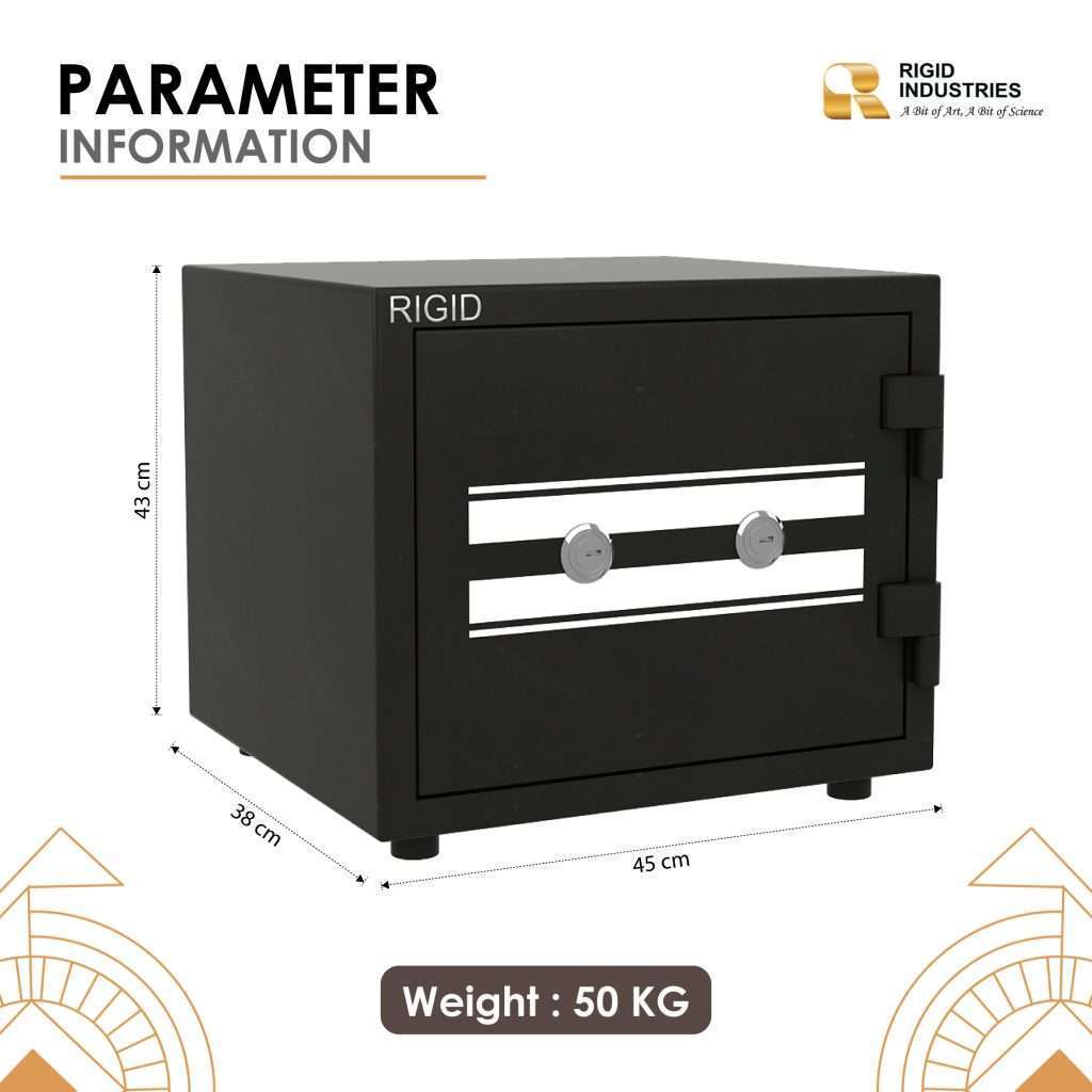 Fire Resistant Steel Safe with Dual Key Lock, 50Kg - Rigidindustries