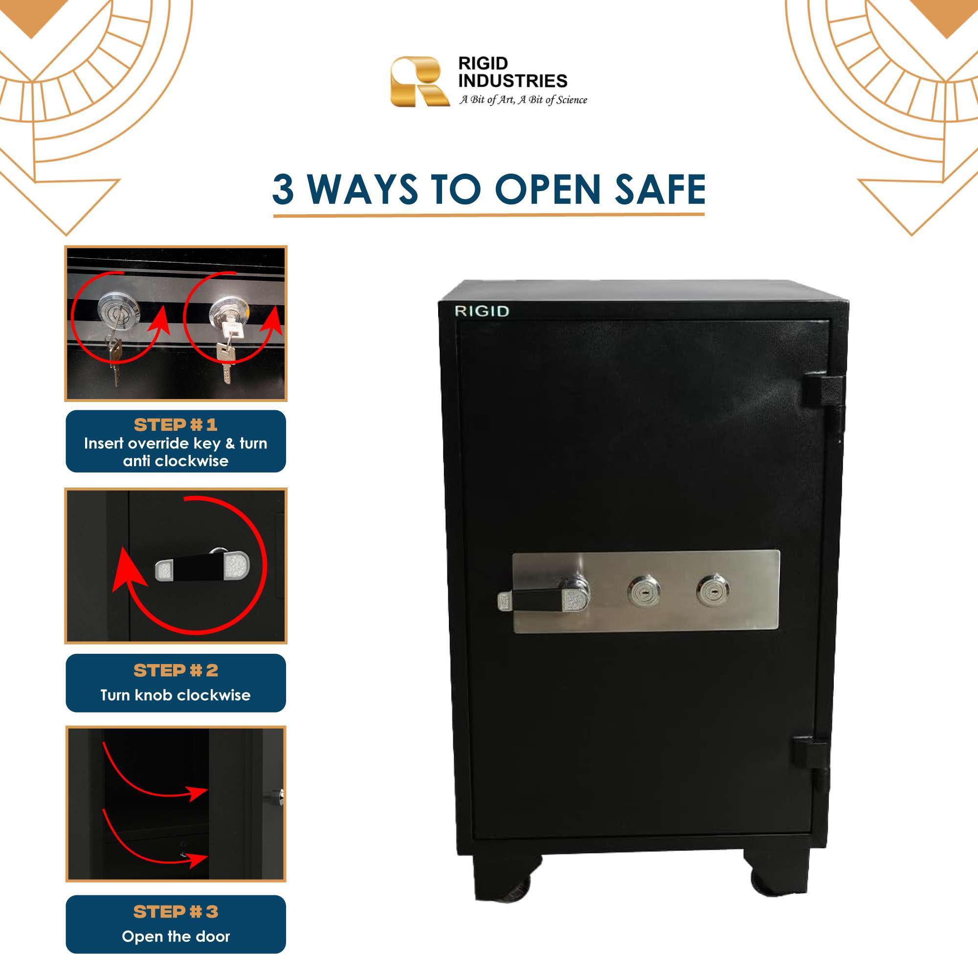 Fire Resistant Steel Safe with Dual Key Lock, 150Kg - Rigidindustries