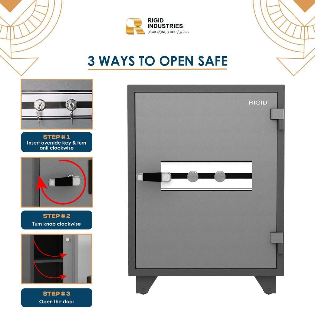 Fire Resistant Steel Safe with Dual Key Lock, 150Kg - Rigidindustries