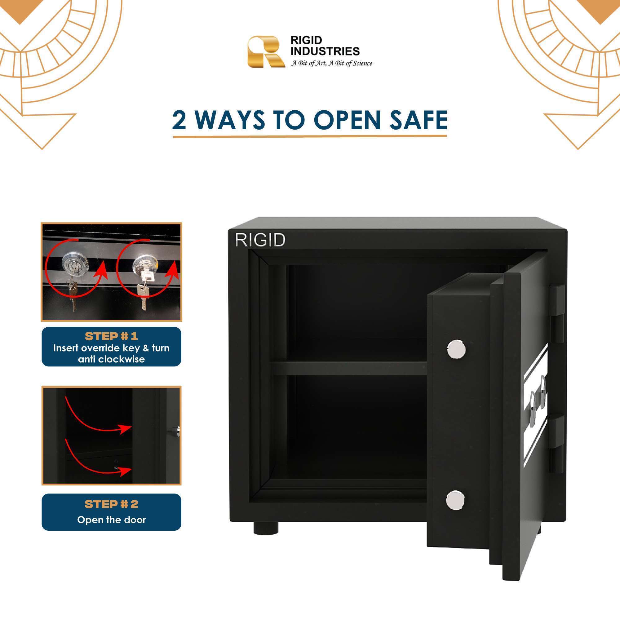 Fire Resistant Steel Safe with Dual Key Lock, 50Kg - Rigidindustries