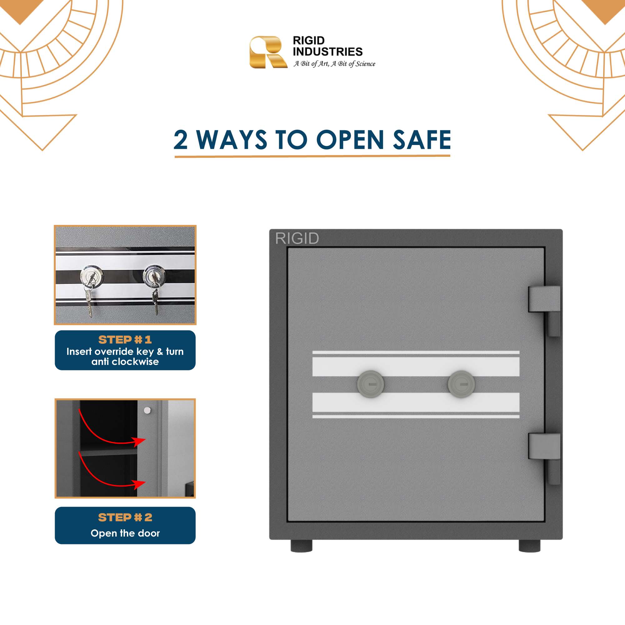 Fire Resistant Steel Safe with Dual Key Lock, 70Kg - Rigidindustries