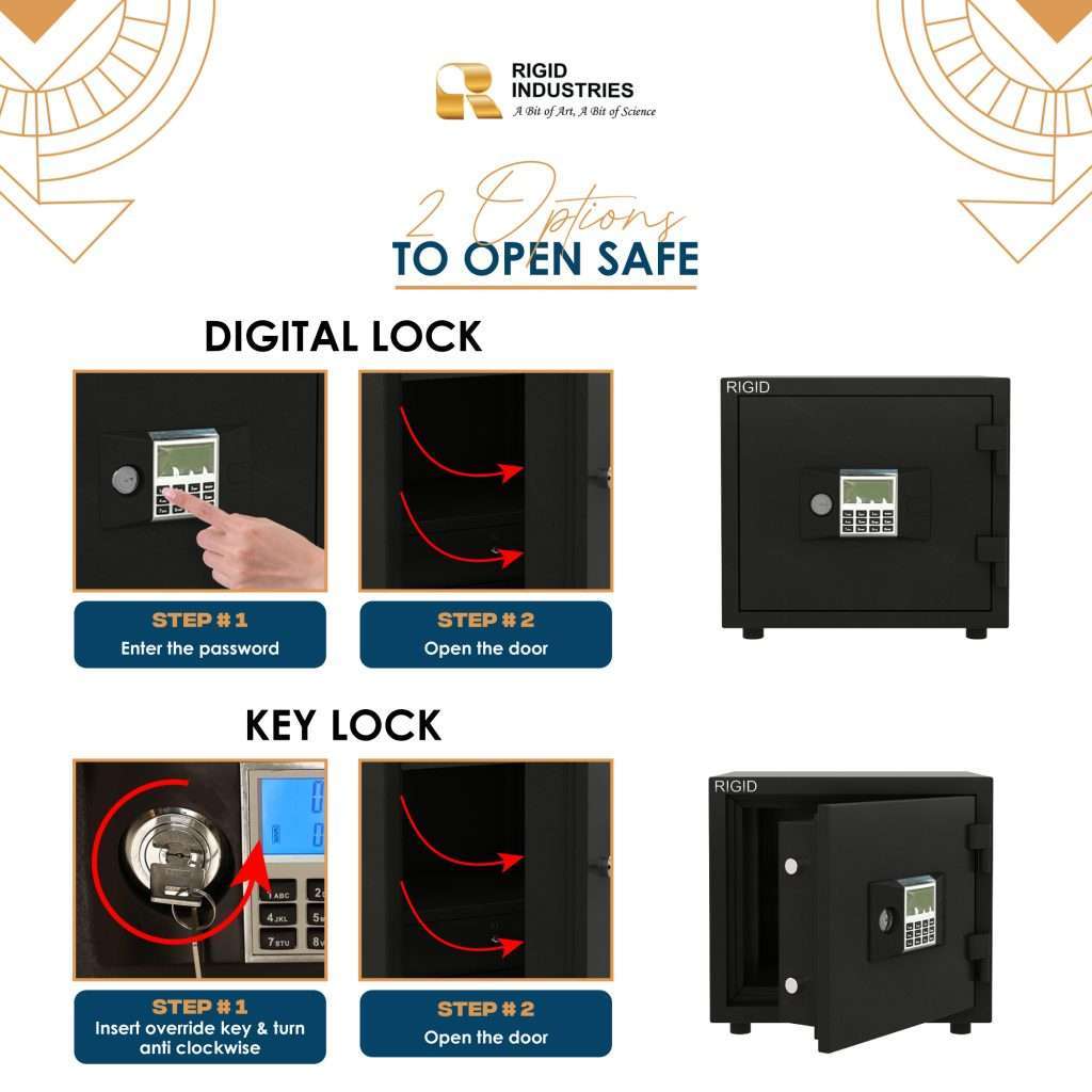 Fire Resistant Steel Safe Digital & Key Lock, 40Kg - Rigidindustries