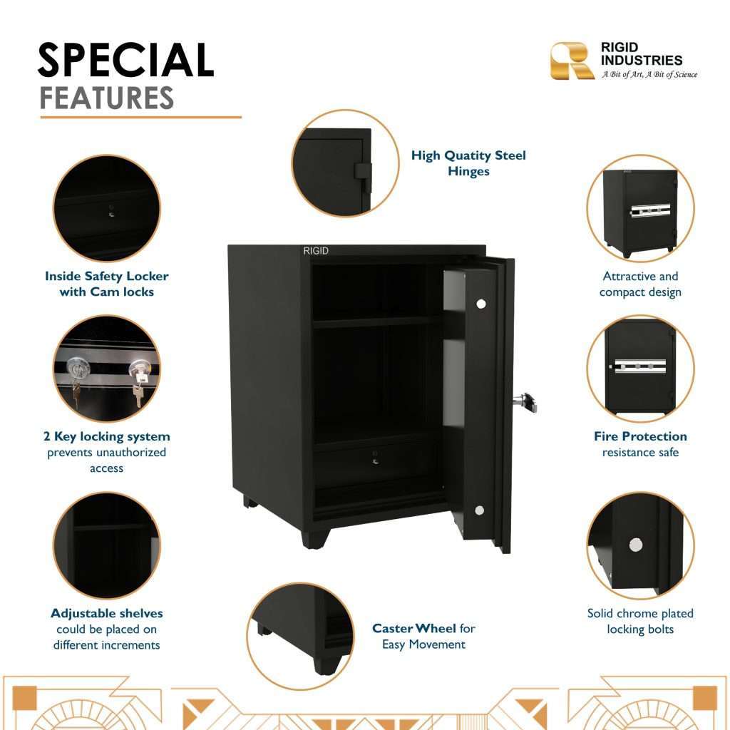 Fire Resistant Steel Safe with Dual Key Lock, 130Kg - Rigidindustries