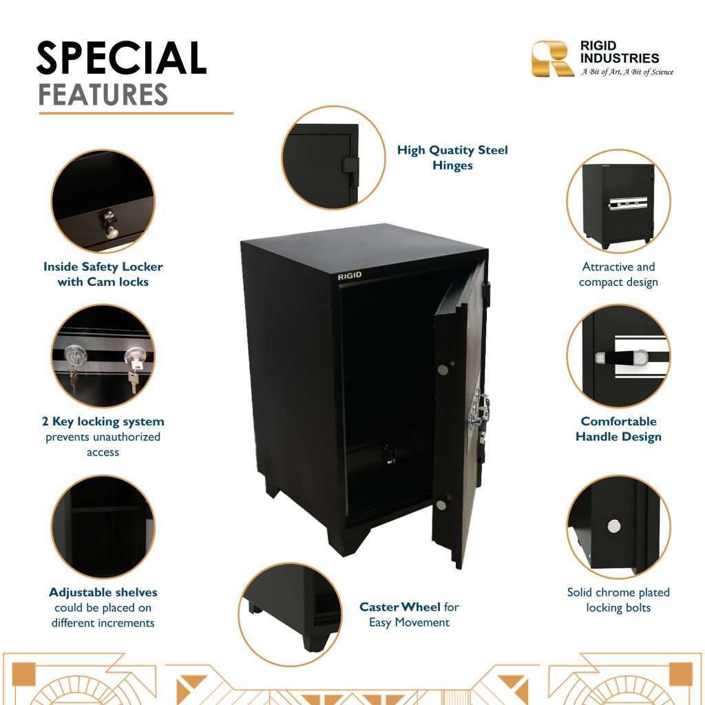 Fire Resistant Steel Safe with Dual Key Lock, 150Kg - Rigidindustries