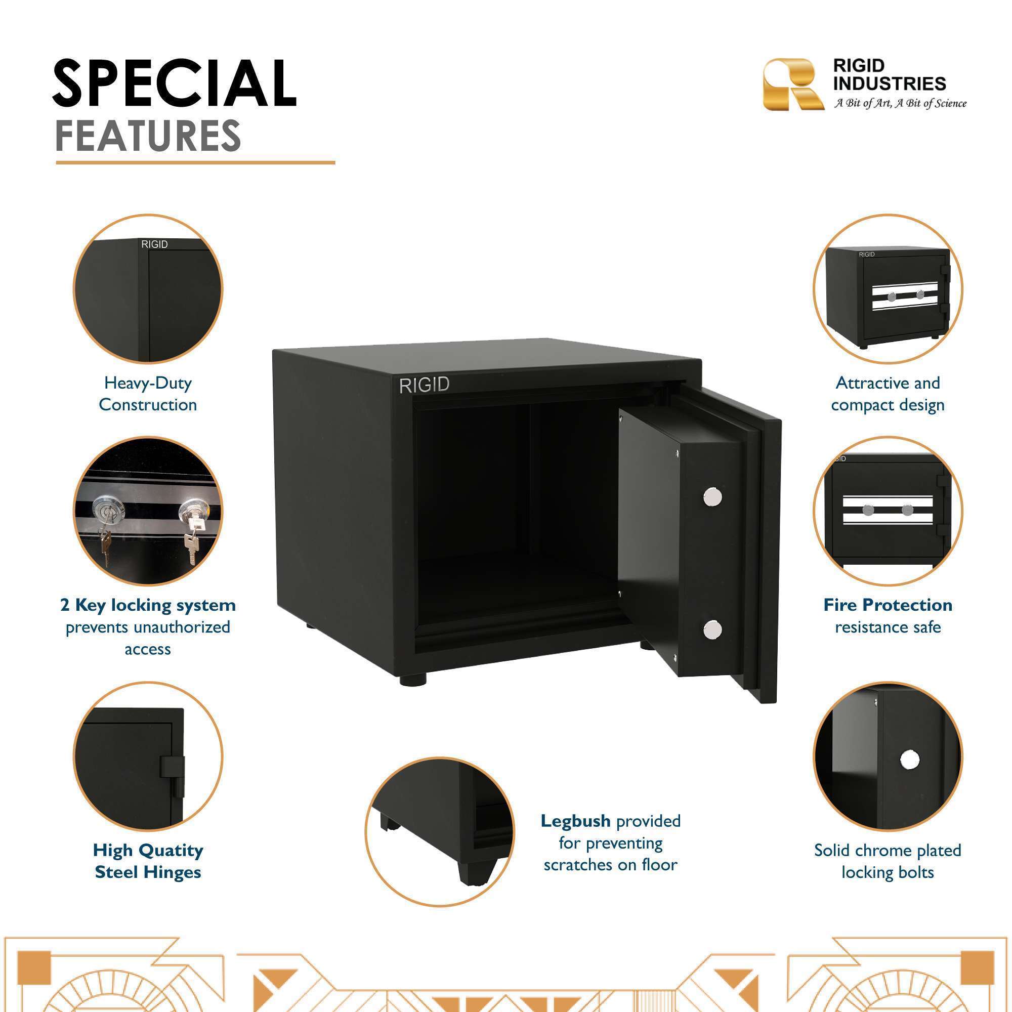 Fire Resistant Steel Safe with Dual Key Lock, 40Kg - Rigidindustries