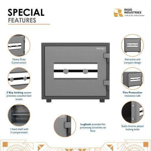 Fire Resistant Steel Safe with Dual Key Lock, 40Kg - Rigidindustries