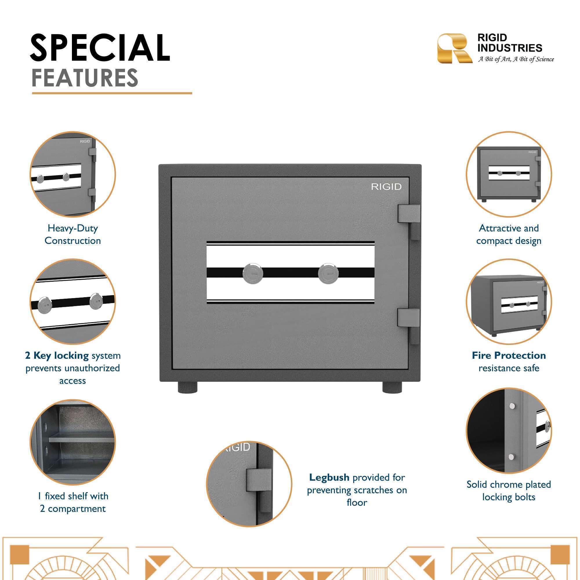 Fire Resistant Steel Safe with Dual Key Lock, 40Kg - Rigidindustries