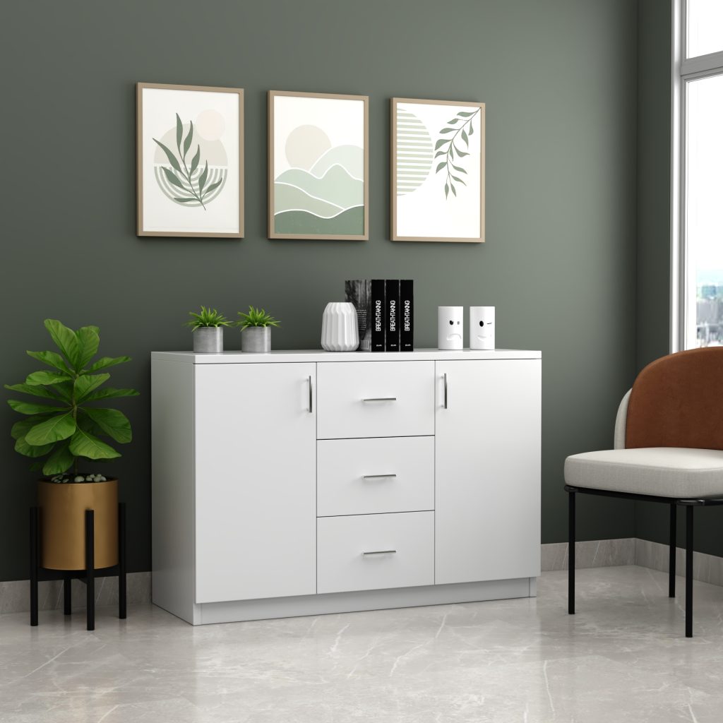 Wooden Ezra Low Height Storage Cabinet with Drawers - Rigidindustries