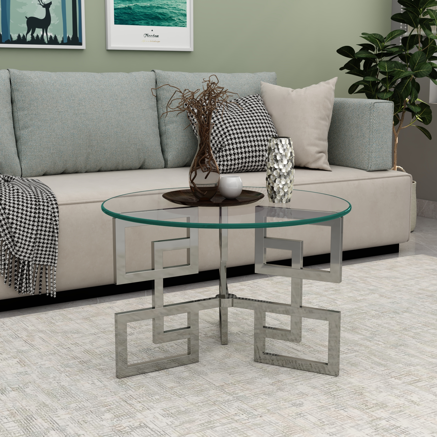 Stainless Steel Coffee Table with Glass Top - Rigidindustries