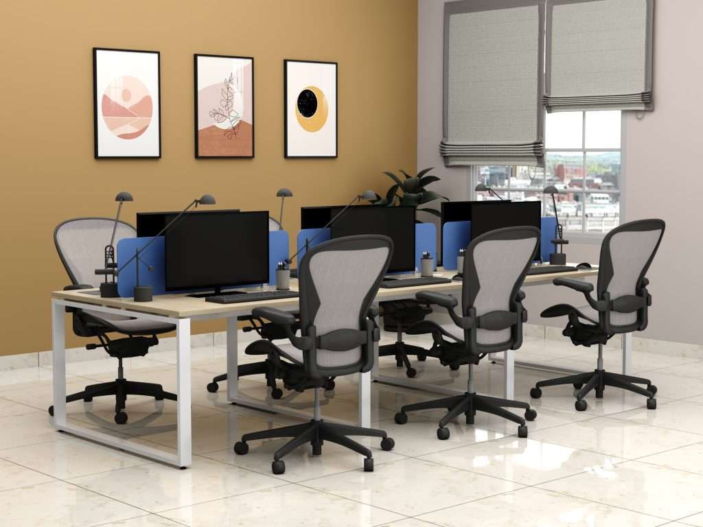 Six Line Cluster Desk with Partition Holder - Rigidindustries